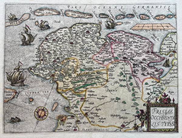 Map of Friesland - Antiquariaat De Vries & De Vries